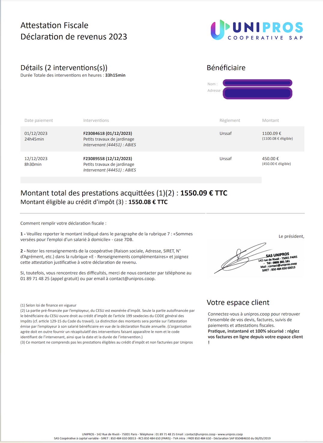 Accéder à mon attestation fiscale.